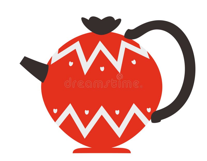 Round red teapot. stock vector. Illustration of element - 270732797