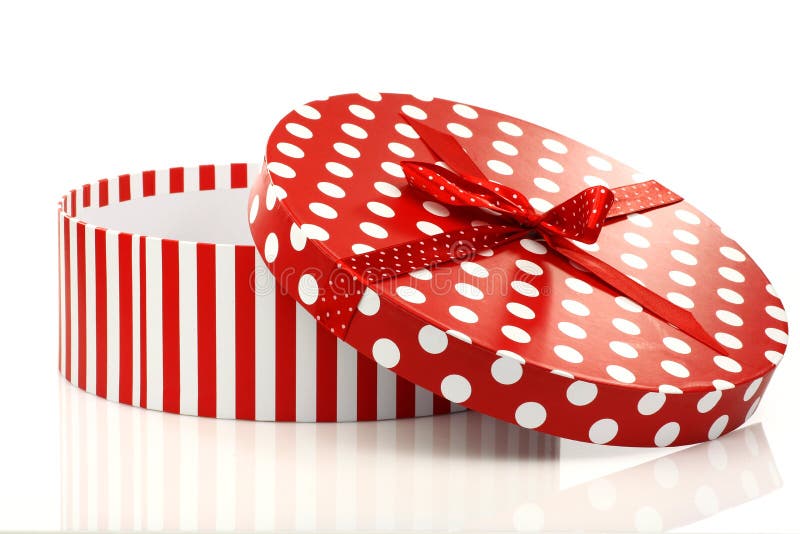 Round Red and White Gift Box Stock Photo - Image of elegant ...