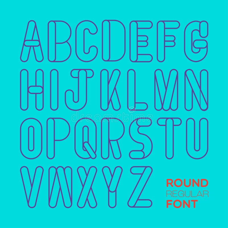 ROUND REGULAR FONT stock vector. Illustration of monotype - 78970137