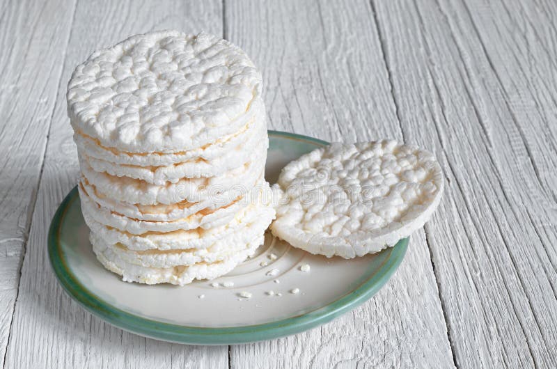 Round rice cakes stock image. Image of snack, wooden - 81717393