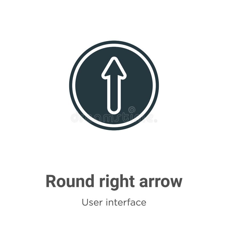Round Right Arrow Vector Icon on White Background. Flat Vector Round ...
