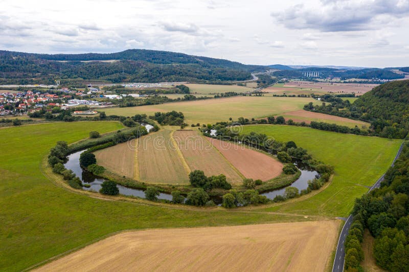 Round river meander stock image. Image of landscape - 206214111