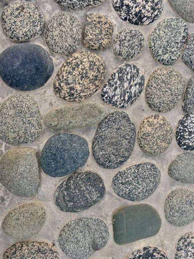 Round River Stones Wall Background Texture Stock Photo - Image of ...