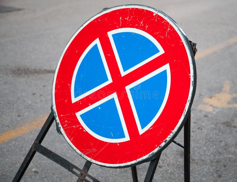 Round Road Sign with a Red Cross on a Blue Background. a Sign Means a ...