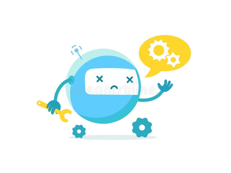 Broken Round Robot. Repairs Service Scene. Breaking Mistake Situation ...