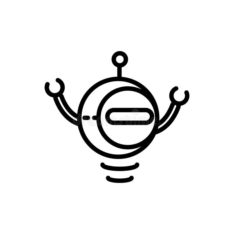 Round Robot Technology Character Artificial Machine Linear Design Stock ...