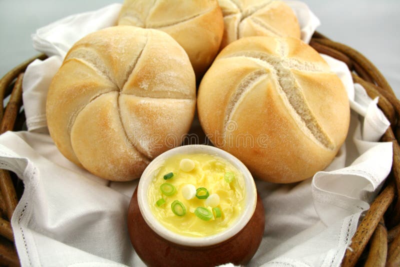 Round Rolls and Butter stock image. Image of lunch, baked - 26905251