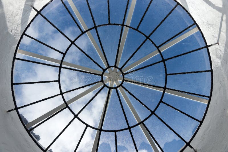 Round Window with Metal Bars in the House Stock Photo - Image of ...