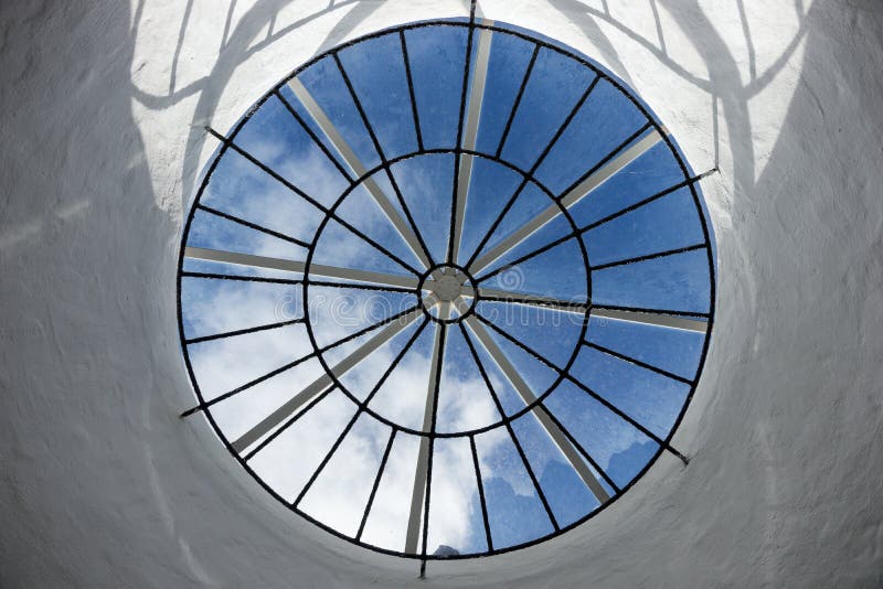 Round Roof Window with a View of the Sky Stock Image - Image of blue ...