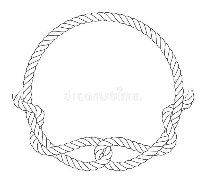 Round Rope Frame with Knot Loops, Rope Circle with Ragged Endings ...