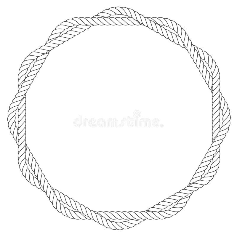 Round Rope Frame with Two Twisted Ropes, Nautical Circle Frame Stock ...
