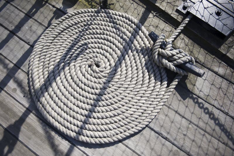 Round rope on ships deck stock photo. Image of sail, ocean - 30516998
