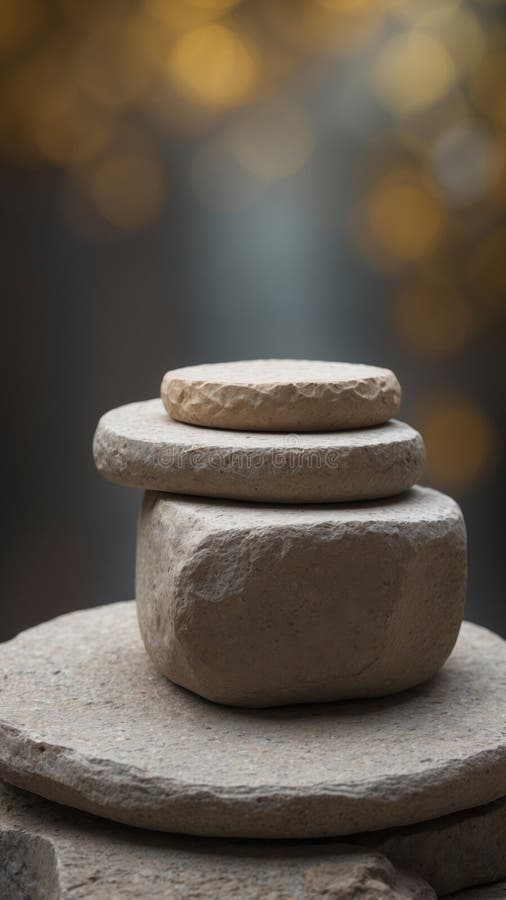 Round Rough Stone Pedestal Podium for Product Showcase. Stock Photo ...
