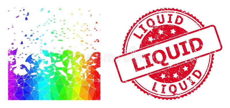 Round Rubber Liquid Stamp Seal with Vector Polygonal Boiling Liquid ...