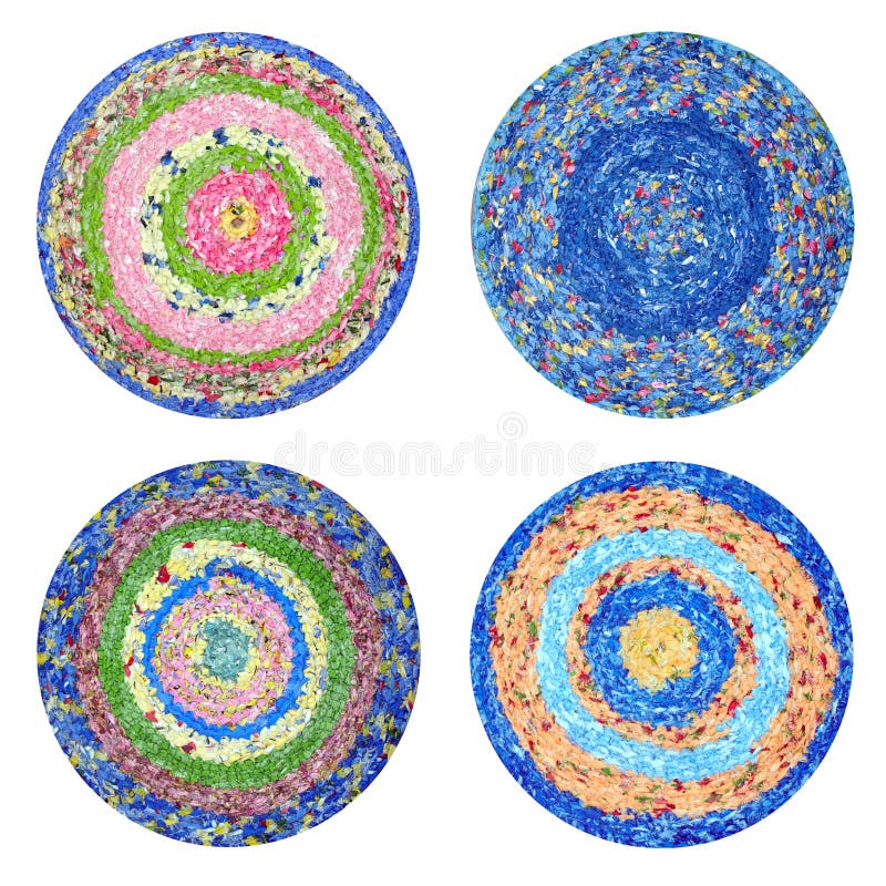 Round rugs Handmade stock image. Image of ribbon, handcrafted - 24935235