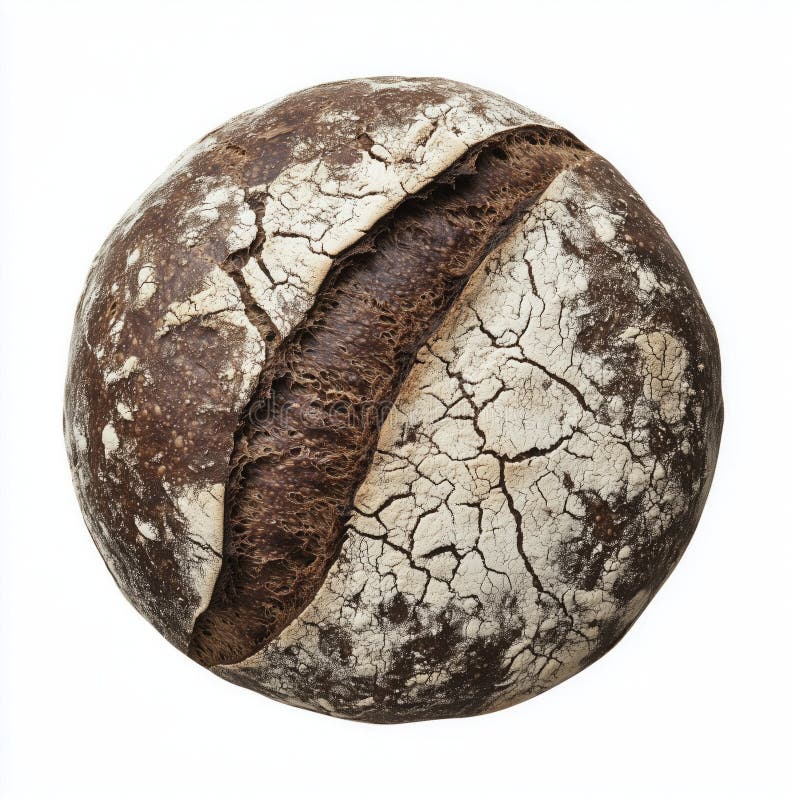 Round Rustic Loaf Rye Bread Isolated on White Background, Top View ...