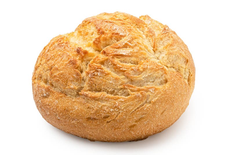Round Rustic White Bread Roll Isolated on White Stock Photo - Image of ...