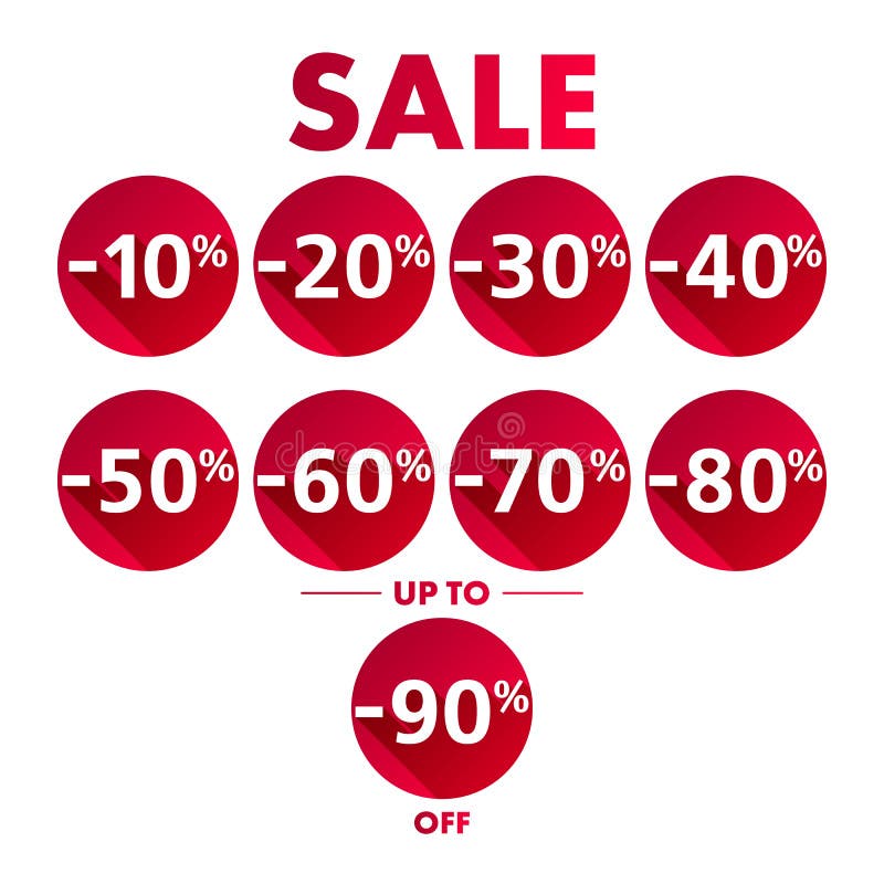 Round Sale Discount Labels Set. Stock Vector - Illustration of shop ...