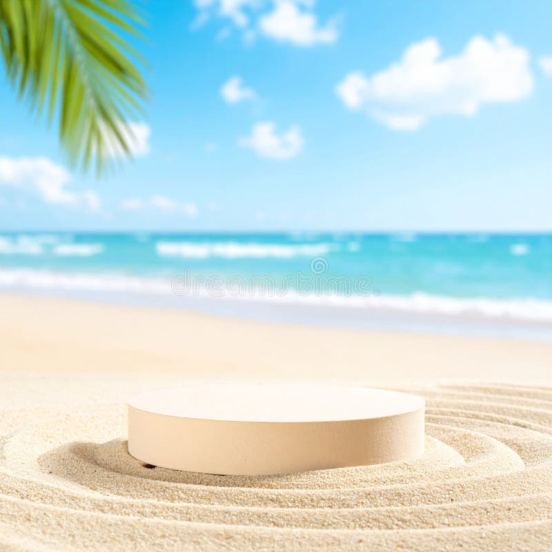 Round Sand Platform on Tropical Beach Stock Illustration - Illustration ...