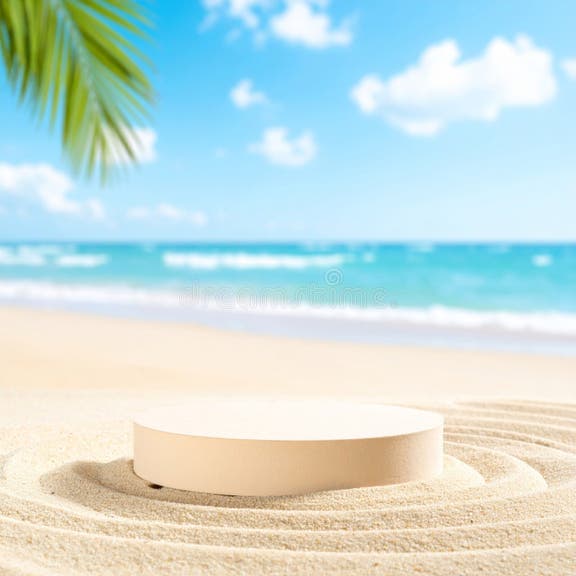 Round Sand Platform on Tropical Beach Stock Illustration - Illustration ...