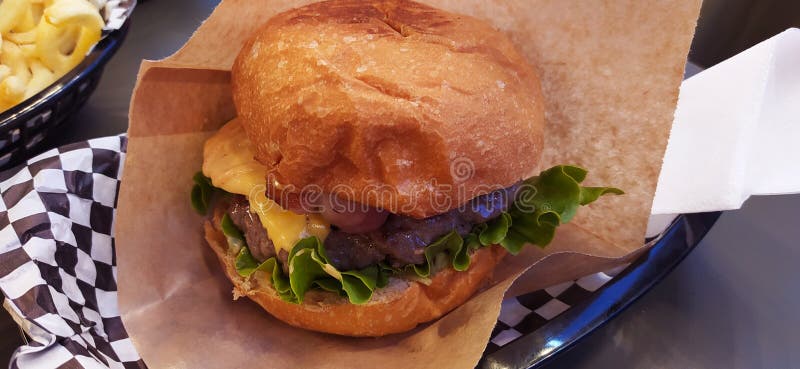 Round Sandwich of Bread with Salad Burger and Bacon Stock Image - Image ...