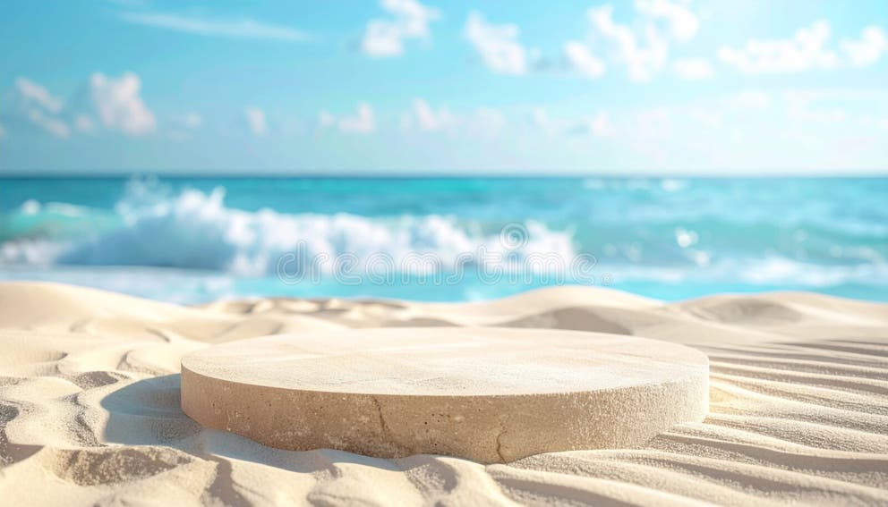 Round Sandy Platform on Tropical Beach with Ocean View Stock ...
