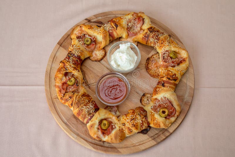 Round Savory Bagel stock image. Image of bread, tray - 146187565