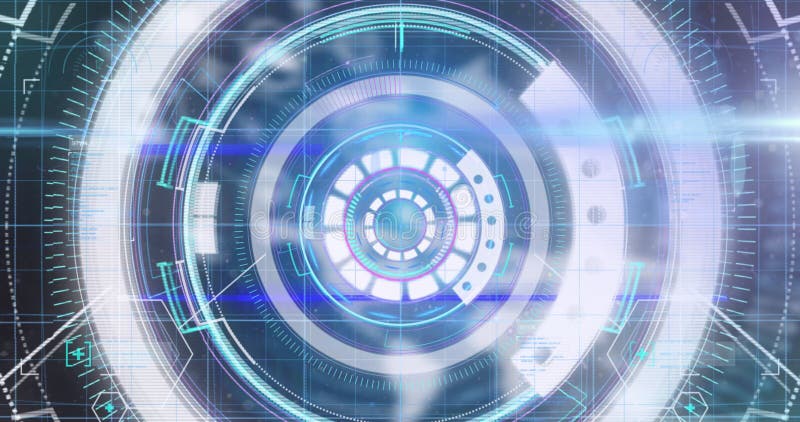 Round Scanner and Spot of Light Against Data Processing on Blue ...