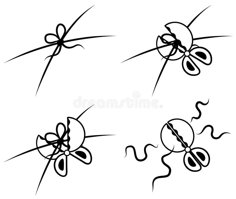 Round Scissors Cutting Knot Steps Stock Vector - Illustration of knot ...