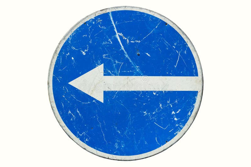 Round Scratched Roadsign Turn Left Isolated on White Stock Vector ...