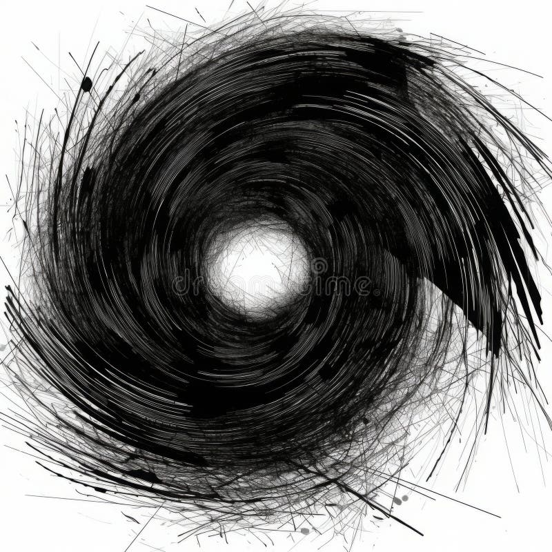Round Scribble Drawn with Black Pen Isolated on White, Top View ...