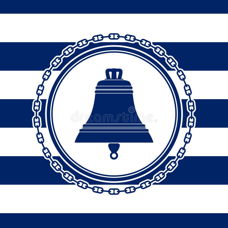 Round Sea Emblem with a Bell Stock Vector - Illustration of marine ...