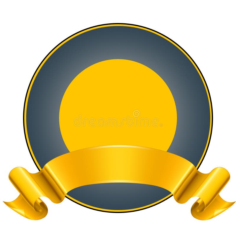 Round Seal with Ribbon Gold, Gray, Black Stock Photo - Illustration of ...