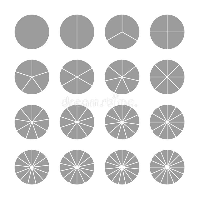 Round Section Graph. Pie Diagram Template. Gray Circle Chart. Circular ...