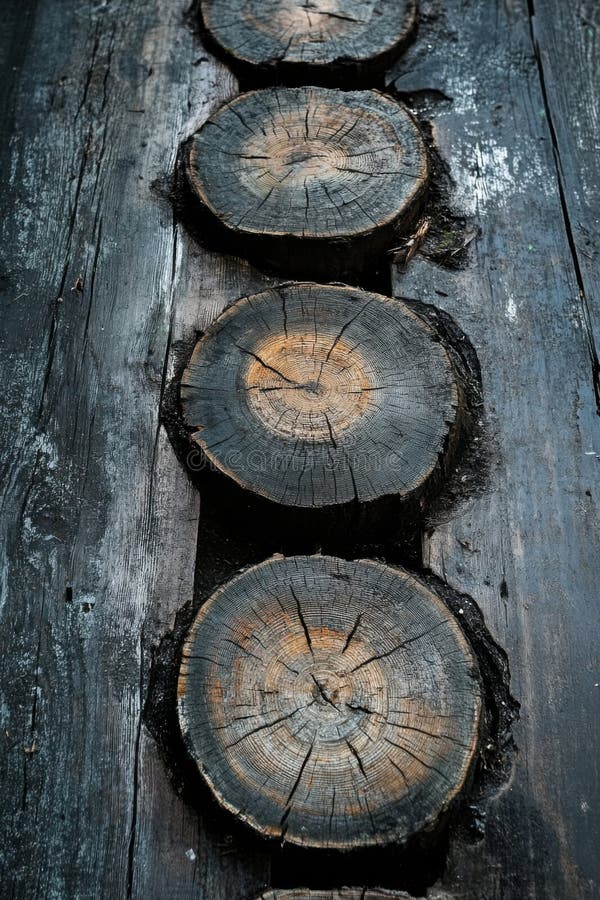 Stacked Logs Showing Aged Cracked Rings on Wooden Planks Creating a ...