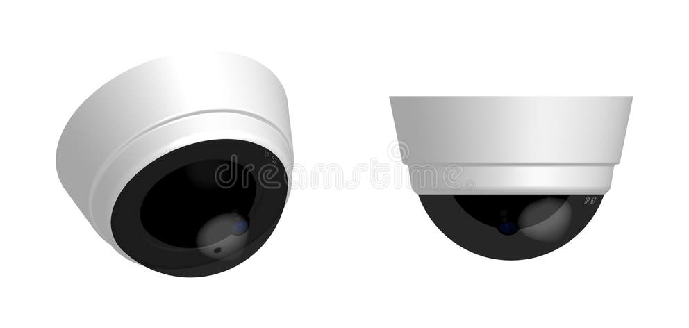 Round Security Camera in Realistic 3D Design on a White Background ...
