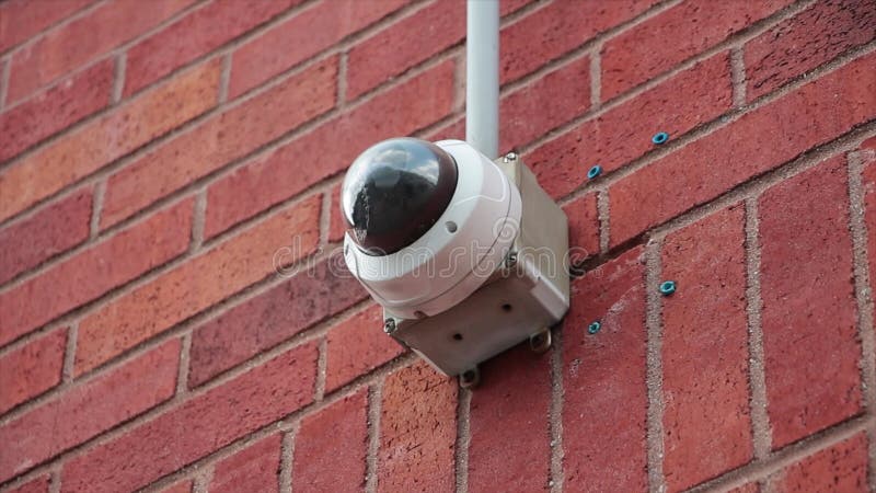 Round Security Cctv Camera Mounted To Brick Wall, Close Up Stock ...