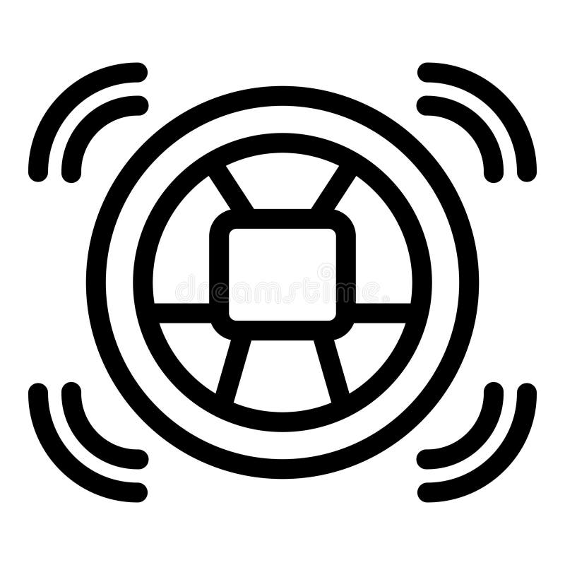 Round Sensor Detecting Signal Icon, Smart Tech Outline Stock ...
