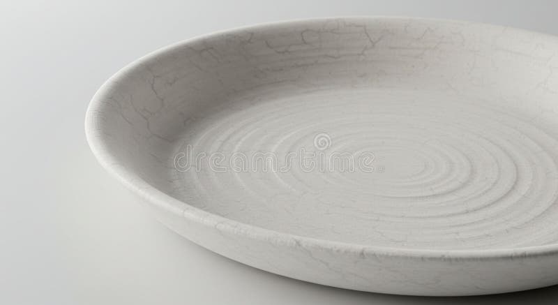 A Round, Shallow Plate with a Marble-like Texture and Light Gray Color ...