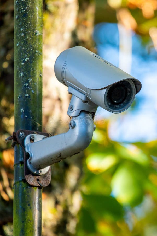 Round Shape CCTV in City Park Stock Image - Image of black, closed ...
