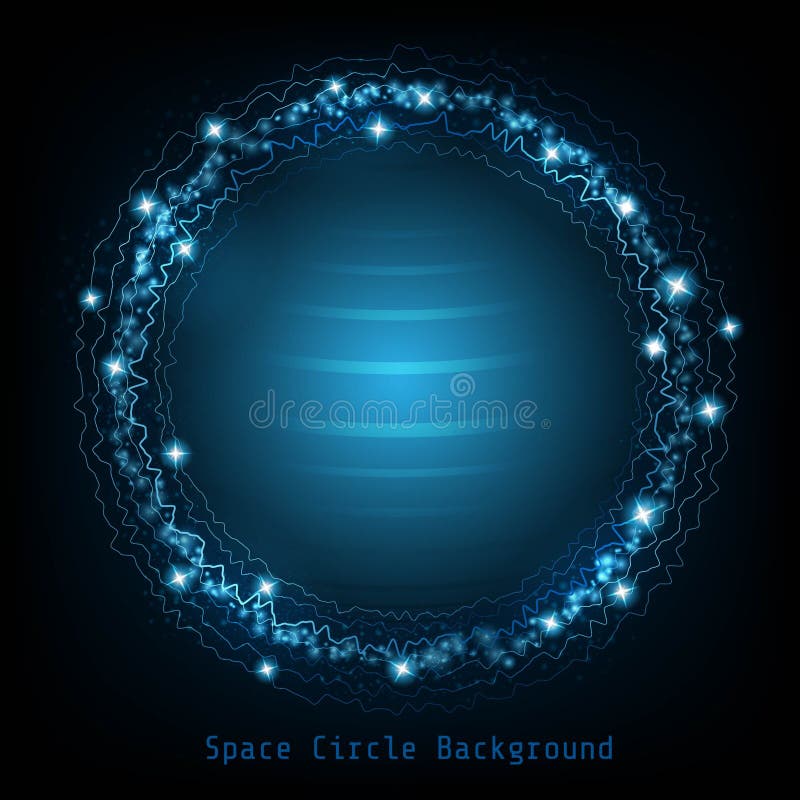 Round Shape on Dark Blue with Starry Star Dust and Shiny Around Wave ...