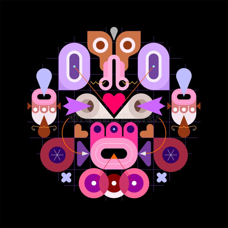 Round Shape Abstract Geometric Design Stock Vector - Illustration of ...