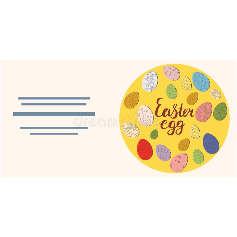 Round Shape with Easter Decorated Eggs and Text Frame Card. Stock ...
