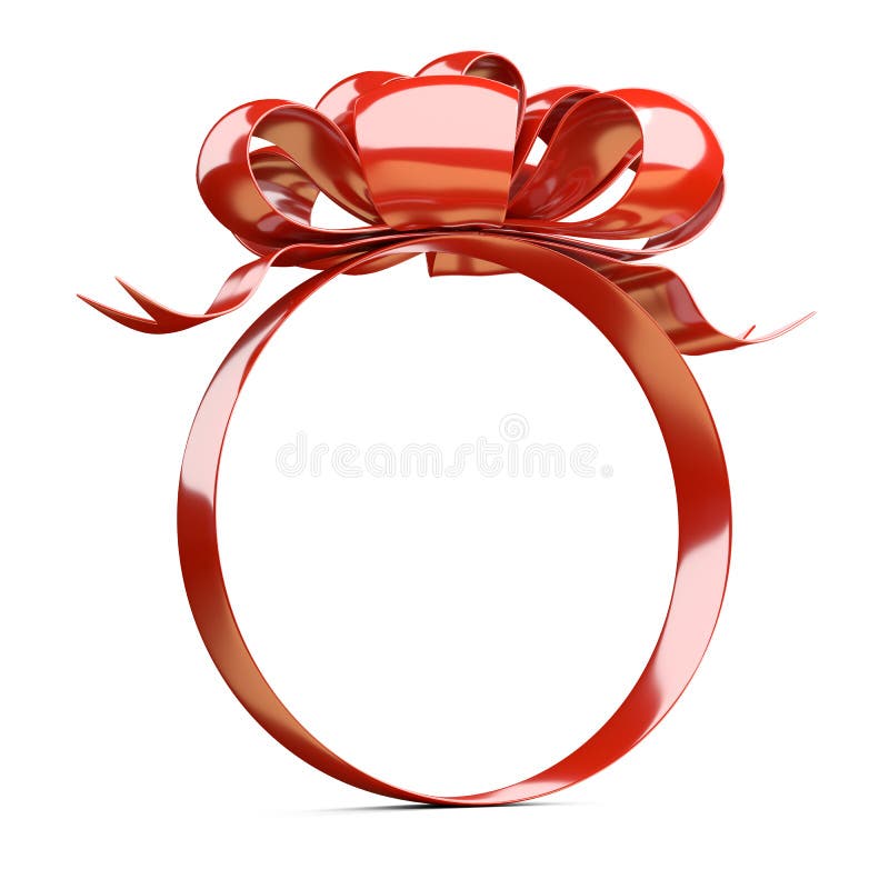A Round Shape Frame of Ribbons and a Red Bow on Top. Template for Your ...