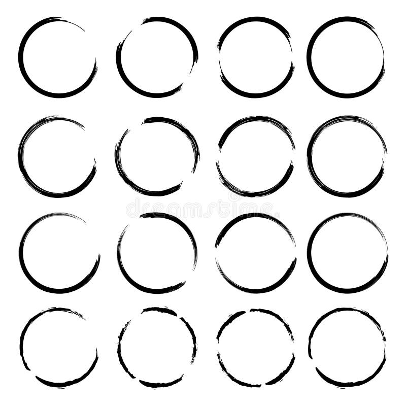 Brush Circles. Grunge Texture. Hand Drawn Round Shape. Watercolor ...