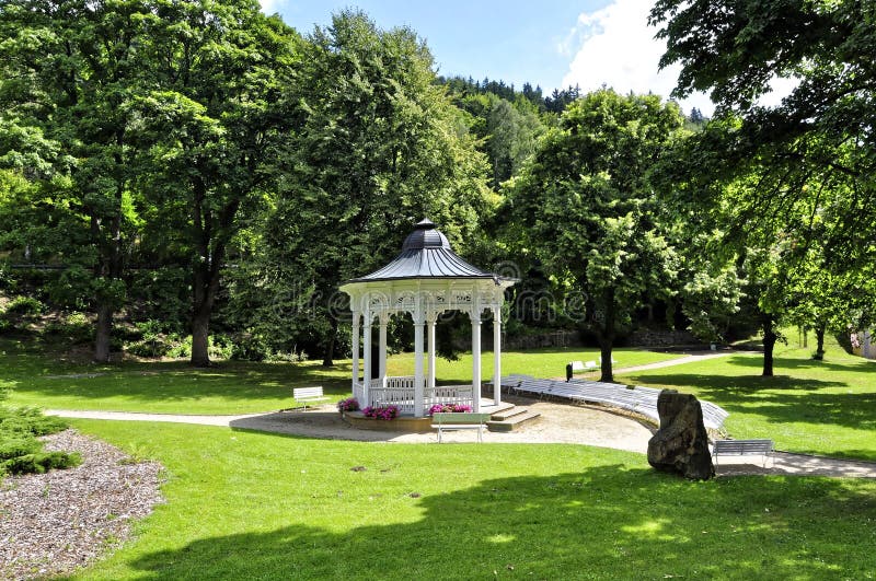 Round Shape Hut in the Middle of the Park Stock Image - Image of blue ...