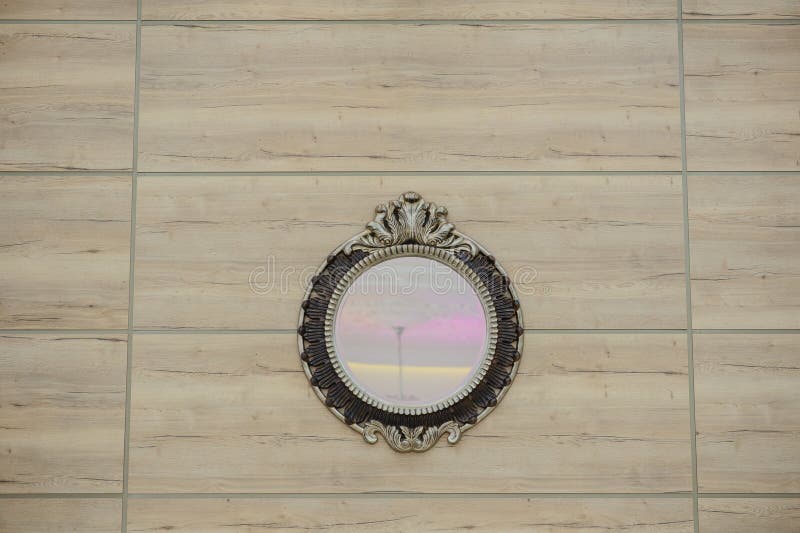 Round Shape Mirror with Beautiful Frame Stock Image - Image of ...