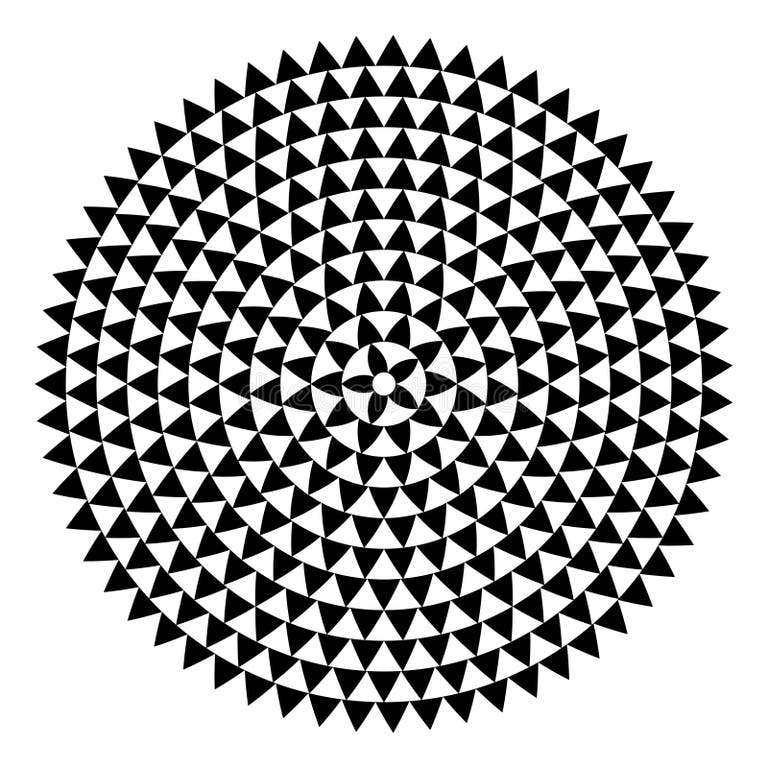 Round Shape with Triangles Elements. Vector Meander Template Texture ...