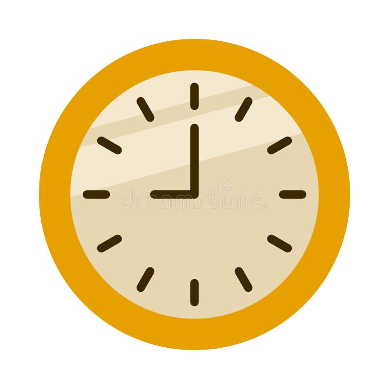 Round Shape Wall Clock with Flat Design Style. Showing Nine O Clock ...