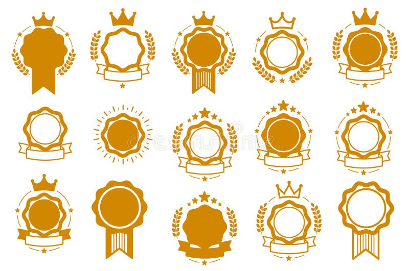 Round Shaped Blank Labels Set with Space for Your Element Isolated Over ...